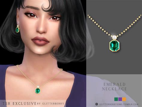 Glitterberryflys Emerald Necklace Sims Sims 4 Piercings Sims 4