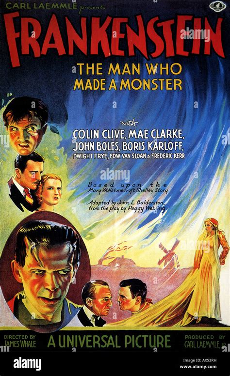 Frankenstein Poster For 1931 Universal Film With Boris Karloff Stock