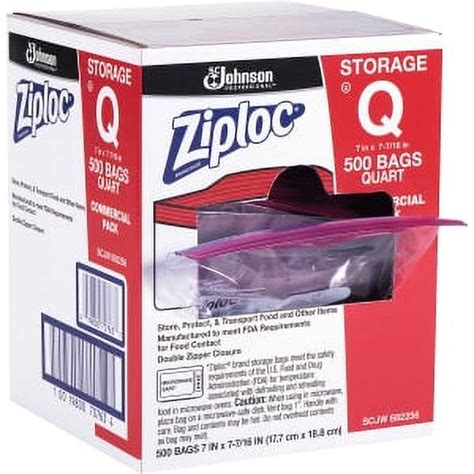 Ziploc Quart Size Reclosable Storage Bags With Zip Lock Seal 500 Count