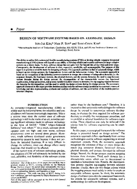 Pdf Design Of Software Systems Based On Axiomatic Design