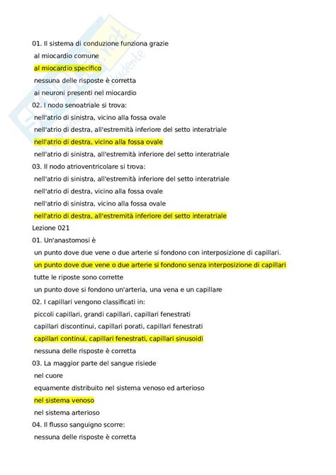 Domande Chiuse Del Paniere Di Anatomia Umana