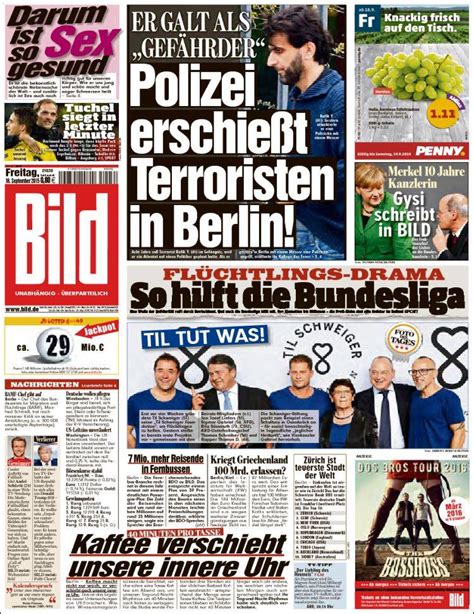 Newspaper Bild Germany Newspapers In Germany Friday S Edition