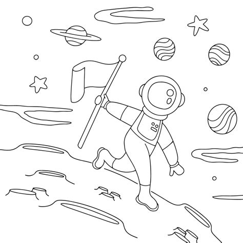 손으로 그린 우주 비행사 색칠하기 책 그림 무료 벡터