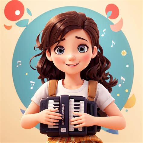 Premium Photo Cute Girl Playing Accordion Cartoon Vector Icon