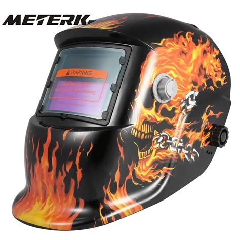Meterk Skull Solar Auto Darkening Mig Mma Electric Welding Mask Welding