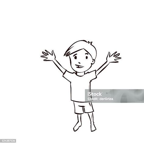 젊은 행복함 남자아이 손 드로잉 카툰 벡터 일러스트레이션 귀여운에 대한 스톡 벡터 아트 및 기타 이미지 귀여운 벡터 사람들 Istock