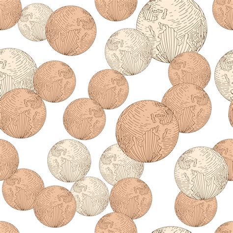 Premium Vector Planet Earth Engraved Seamless Pattern Vintage Sphere
