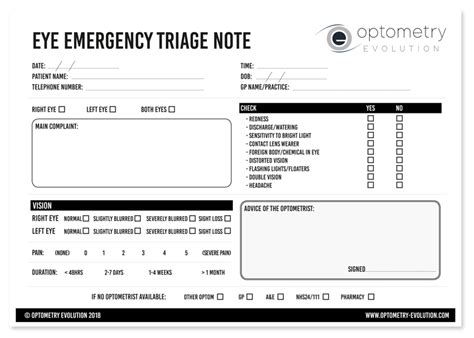 Triage Pad Optometry Evolution