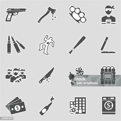 범죄 아이콘입니다 스티커 디자인입니다 벡터 일러스트입니다 권총에 대한 스톡 벡터 아트 및 기타 이미지 권총 그래피티 기물