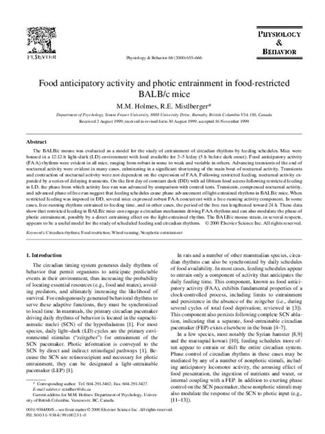 Pdf Food Anticipatory Activity And Photic Entrainment In Food