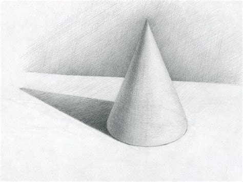 Как нарисовать конус карандашом поэтапно правильно с тенью Карандаш Тени Геометрические фигуры