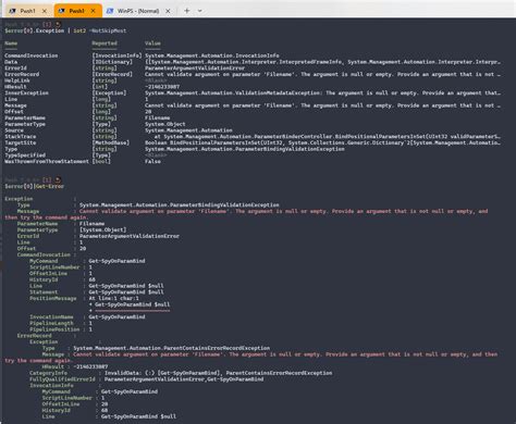 Powershell Pwsh Null Parameter Error Is Reported Less Verbose Than Other Errors Stack Overflow
