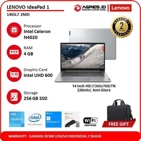 Jual Laptop Lenovo Ideapad 1 14igl7 N4020 4gb 256ssd W11ohs Di Seller