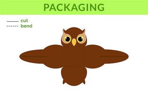 생일 사탕 작은 선물 빵집에 귀여운 올빼미와 아기 샤워 생일을위한 사랑스러운 Diy 파티 호의 상자 인쇄 가능한 색상 구성표입니다 인쇄 잘라내기 접착제 없음 접기 벡터 스톡