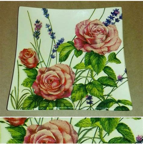 Glass Platedecoupagenapkin Decoupage Glass Plates Plates