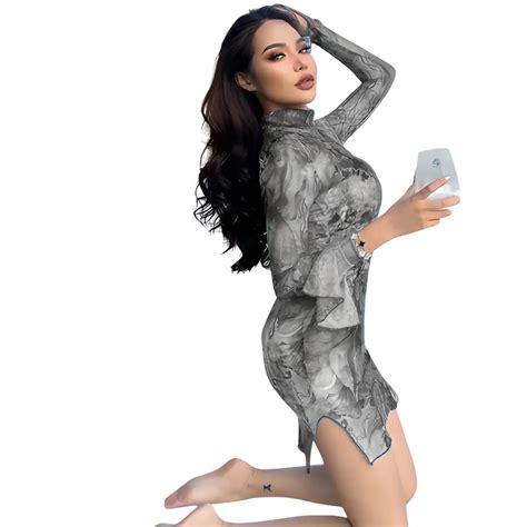 Turtleneck Long Sleeve Bodycon Mini Dress Urbanwearoutsiders