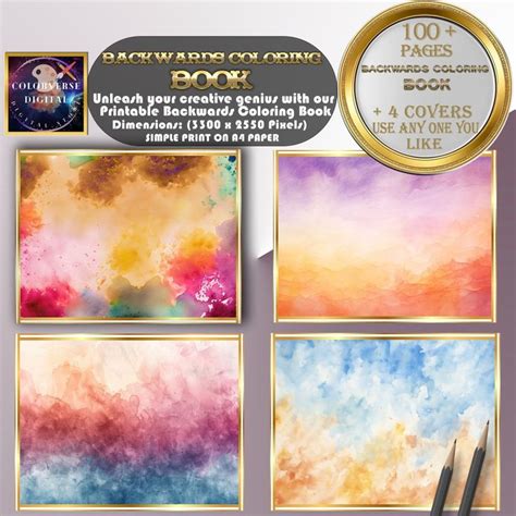 Printable Reverse Coloring Book Backwards Abstract Coloring Book