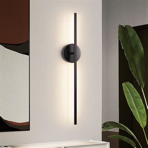 Zmh Led Wandleuchte Innen Wandlampe 60cm Schwarz Modern Flurlampe