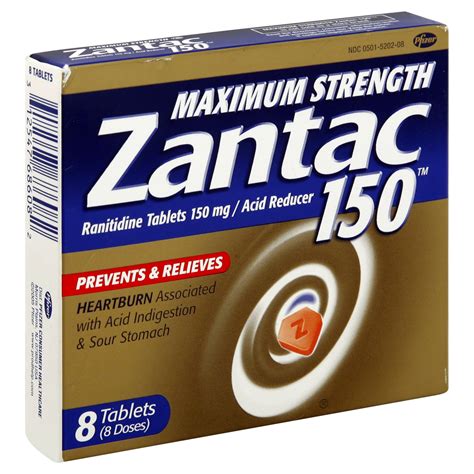 Zantac 150 Acid Reducer Maximum Strength 150 Mg Tablets 8 Tablets