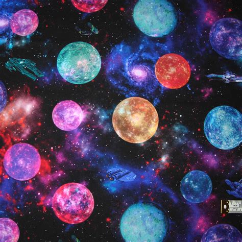 Sci Fi Planets Curtis Fabrics