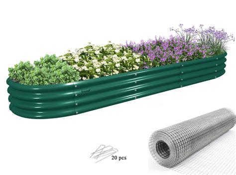 Tramull Galvanized Raised Garden Kit With Gopher Net