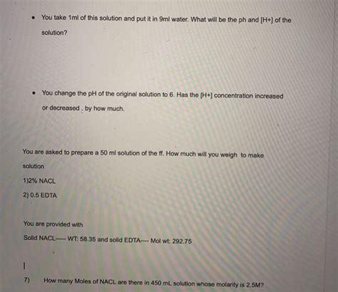 Solved You Take Ml Of This Solution And Put It In Ml Chegg Com