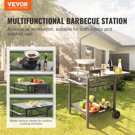 Dropship Vevor Outdoor Grill Dining Cart With Double Shelf Bbq Movable