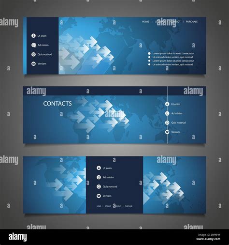 Web Design Elements Header Design With World Map Stock Vector Image