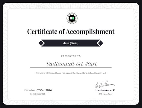 Vadlamudi Sri Hari On Linkedin Java Hackerrank Techskills Growthmindset Continuouslearning