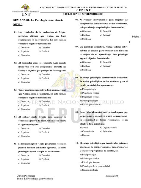 Semana 1 Práctica Pdf Sicología Comportamiento