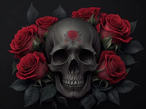 Premium Photo Sugarskull Vector With Roses Ornament