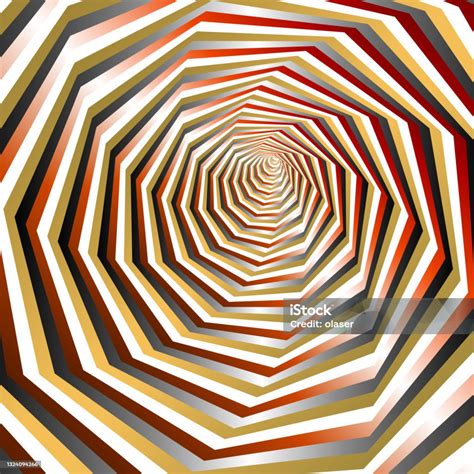 다각형 터널 회전 및 회전 실버 레드 골든 반사가 있는 3d 벡터 패턴 반복에 대한 스톡 벡터 아트 및 기타 이미지 반복 변경 0명 Istock
