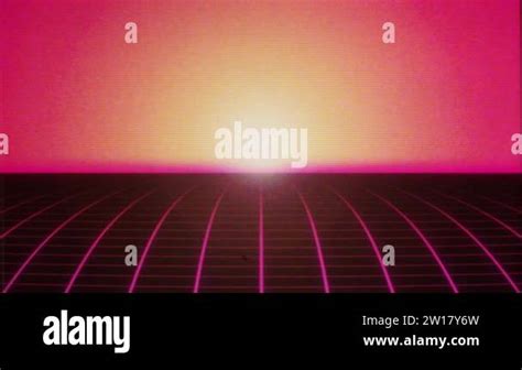 Eighties Tv Retro Synthwave 3d Grid Background Loop 4k Animation Of An