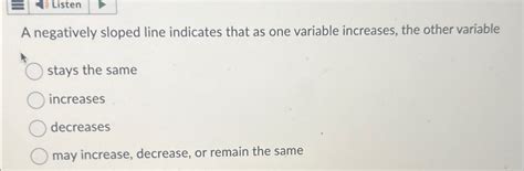 Solved ListenA Negatively Sloped Line Indicates That As One Chegg