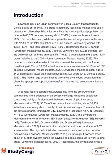 Lawrence City S Community Assessment Free Essay Example