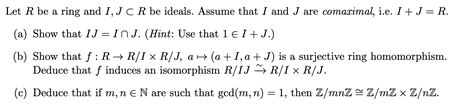 Solved Let R Be A Ring And Ij⊂r Be Ideals Assume That I