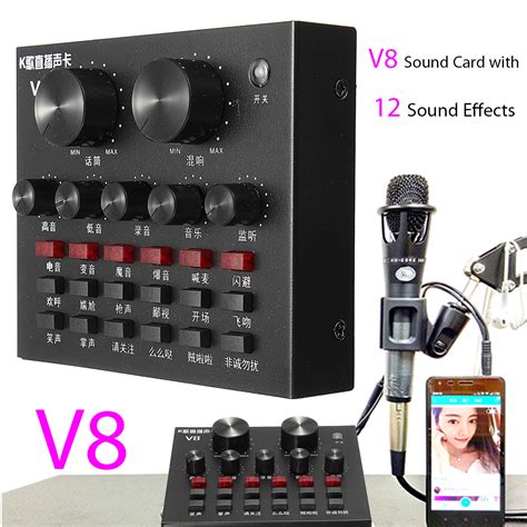 V8 Noise Reduction 12 Sound Effect Audio Mixing Mixer Console Sound Ca Electronic Pro
