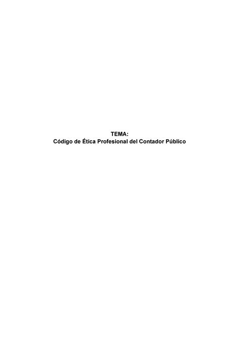 Análisis Del Código De Etica Profesional Del Contador Público Tema