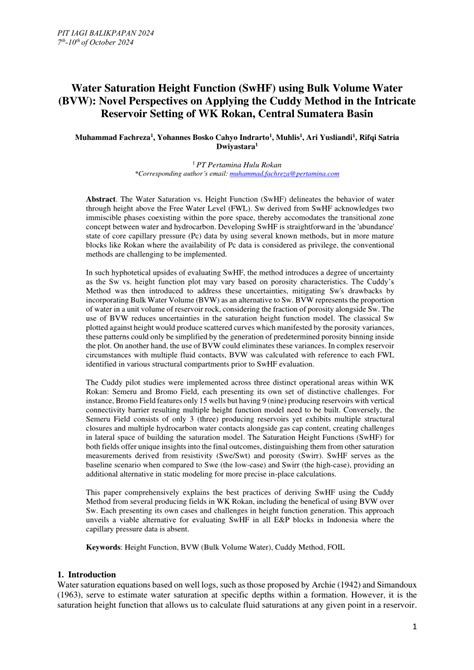 Pdf Water Saturation Height Function Swhf Using Bulk Volume Water Bvw Novel Perspectives