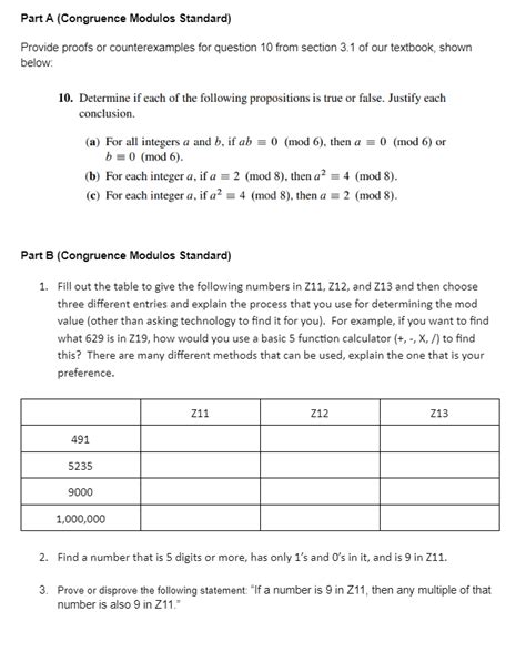 Solved Part A Congruence Modulos Standard Provide Proofs Chegg