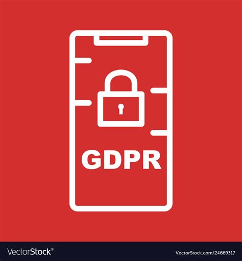 Gdpr Mobile Security Lock Icon Royalty Free Vector Image