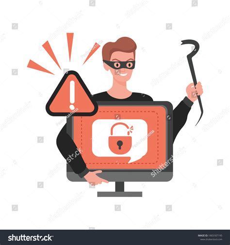 Thief Hacking Personal Data Computer Vector Stock Vector Royalty Free 1965187195 Shutterstock