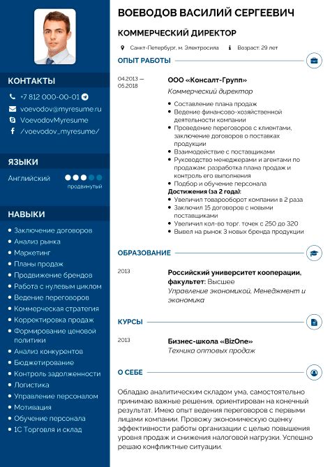 Резюме коммерческого директора Образец [7 грамотных шаблонов]