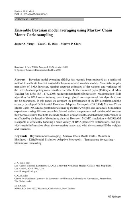 Pdf Ensemble Bayesian Model Averaging Using Markov Chain Monte Carlo Sampling