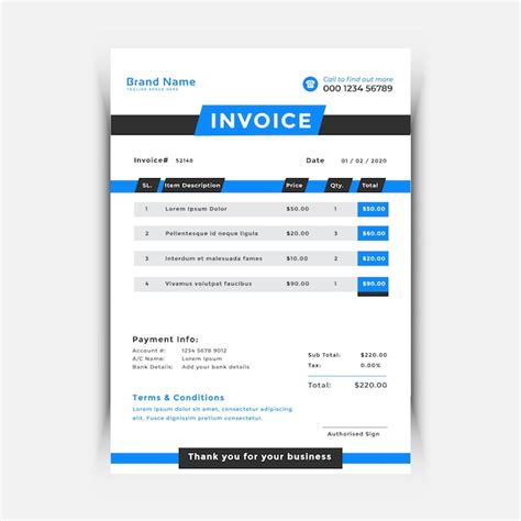 Premium Vector Modern Business Invoice Design Template