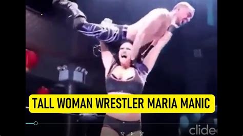Tall Woman Wrestler Maria Manic Effortlessly Lifts Men And Breaks