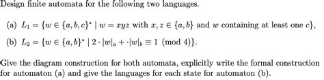 Solved Design Finite Automata For The Following Two Chegg