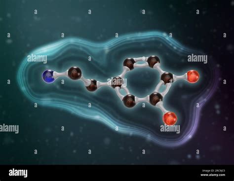 Illustration Von Dopamin In Einer 3D Darstellung Als Kugel Stab Modell