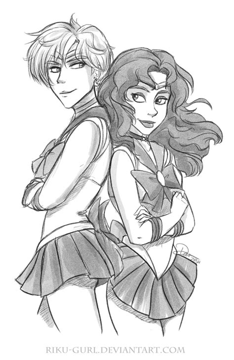 Sketch Comm Sailor Uranus X Sailor Neptune By Riku Gurl On Deviantart
