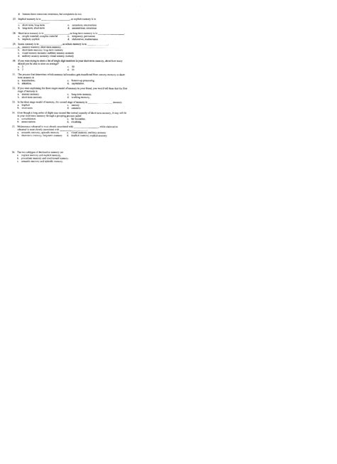 Solved Implicit Memory Is To As Explicit Memory Is To